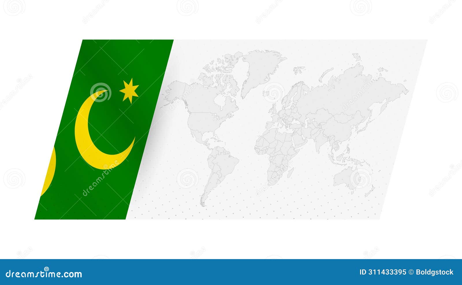 World Map in Modern Style with Flag of Cocos Islands on Left Side Stock ...