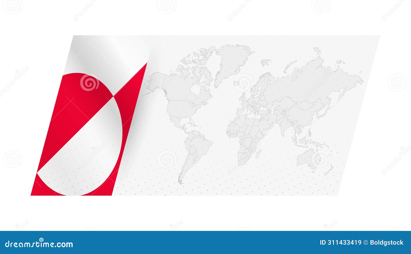 World Map in Modern Style with Flag of Greenland on Left Side Stock ...