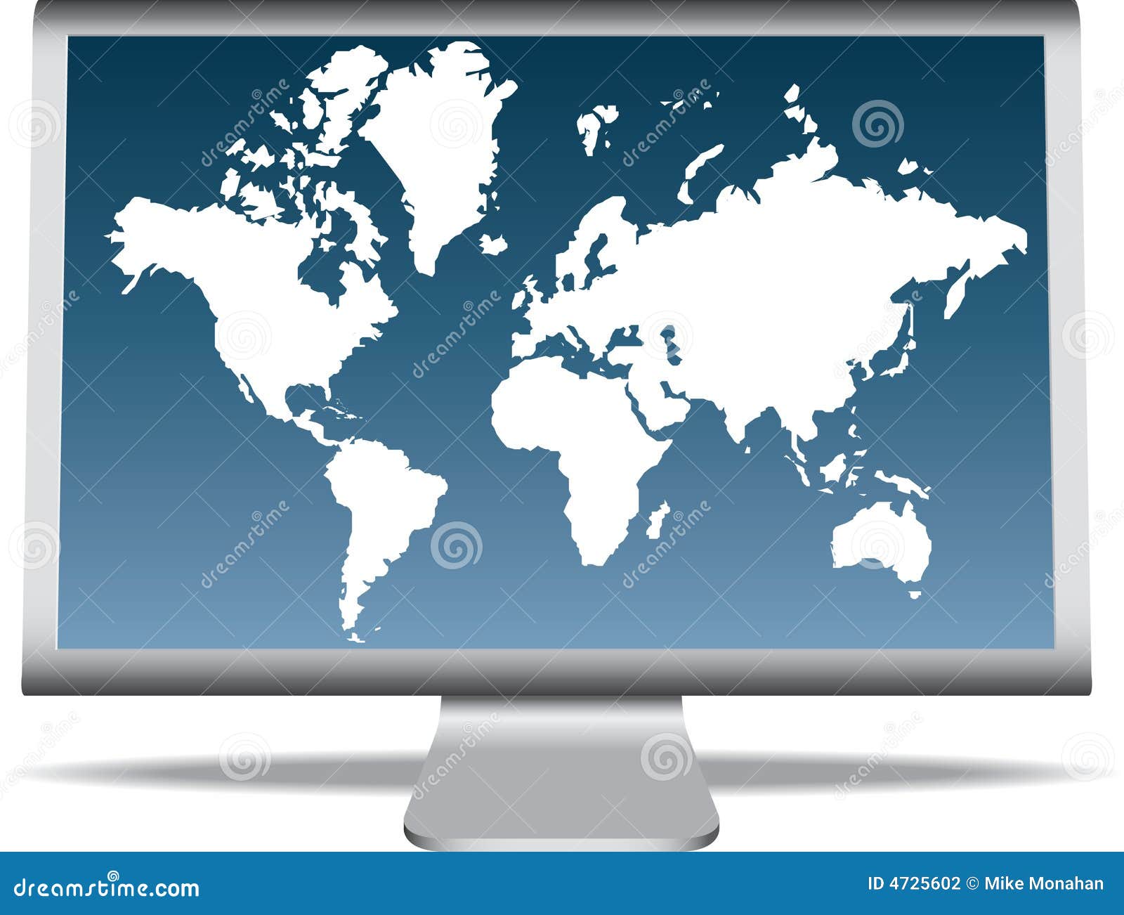 World map on monitor stock vector. Illustration of worldwide - 4725602