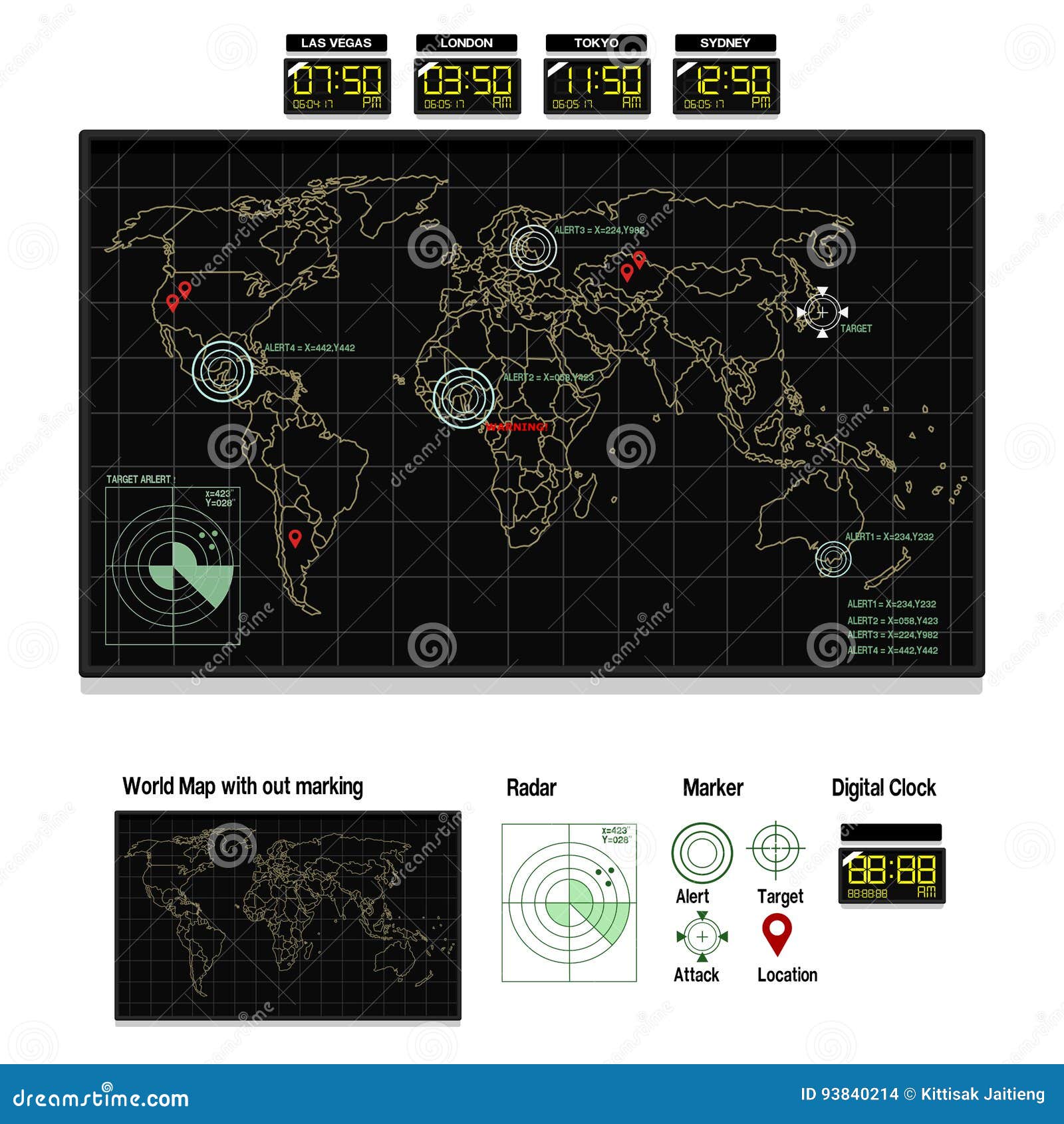 World map on Monitor stock vector. Illustration of creating - 93840214