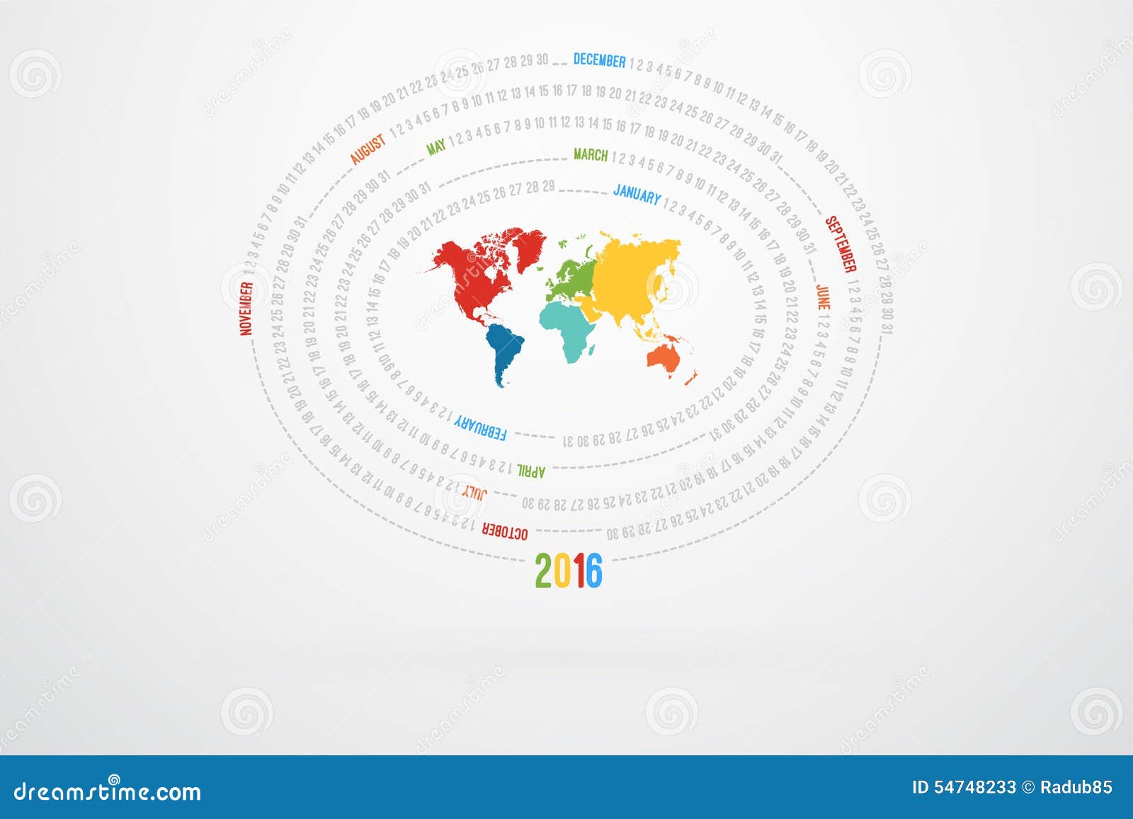World Map Monthly Calendar 2016 Stock Vector - Illustration of modern ...