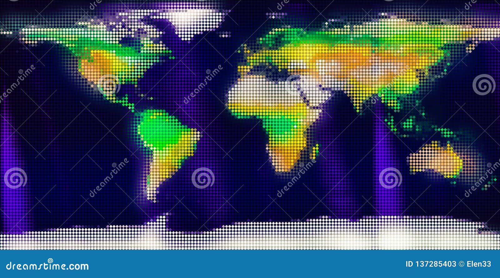 World Map from Mosaic Rhombus Tiles Stock Illustration - Illustration ...