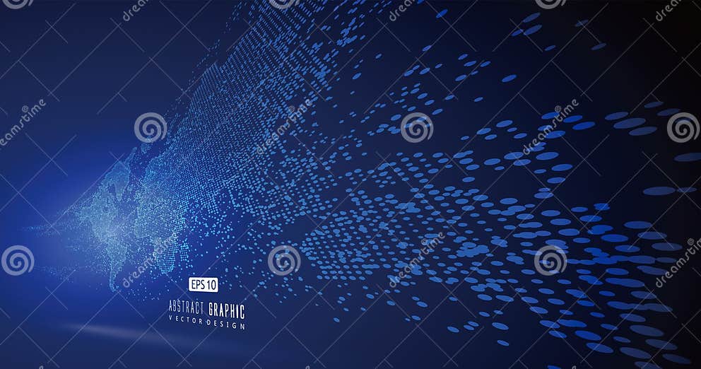 World Map in Motion Consisting of Countless Dots, Vector Illustration ...