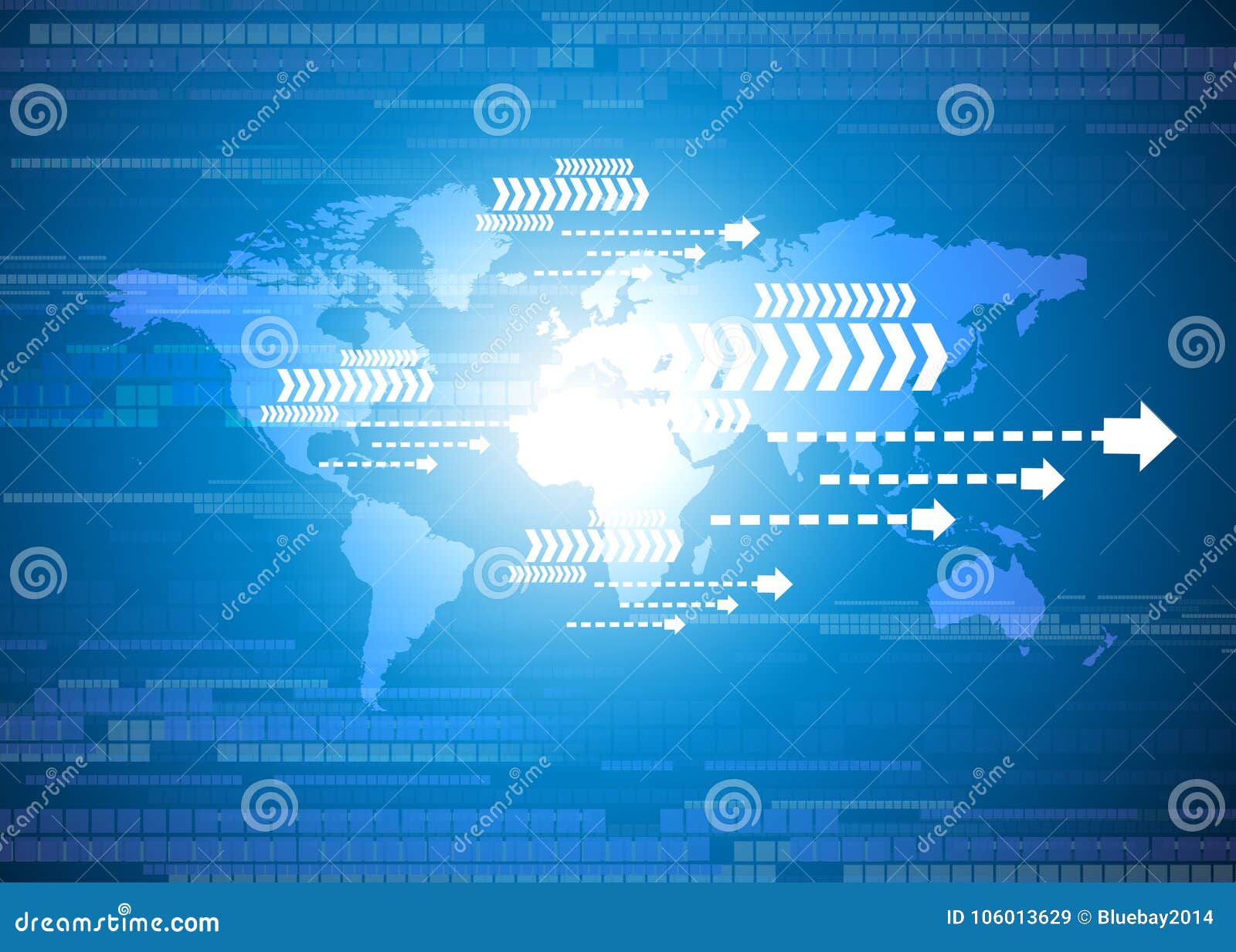 World Map with Moving Arrows Stock Illustration - Illustration of ...