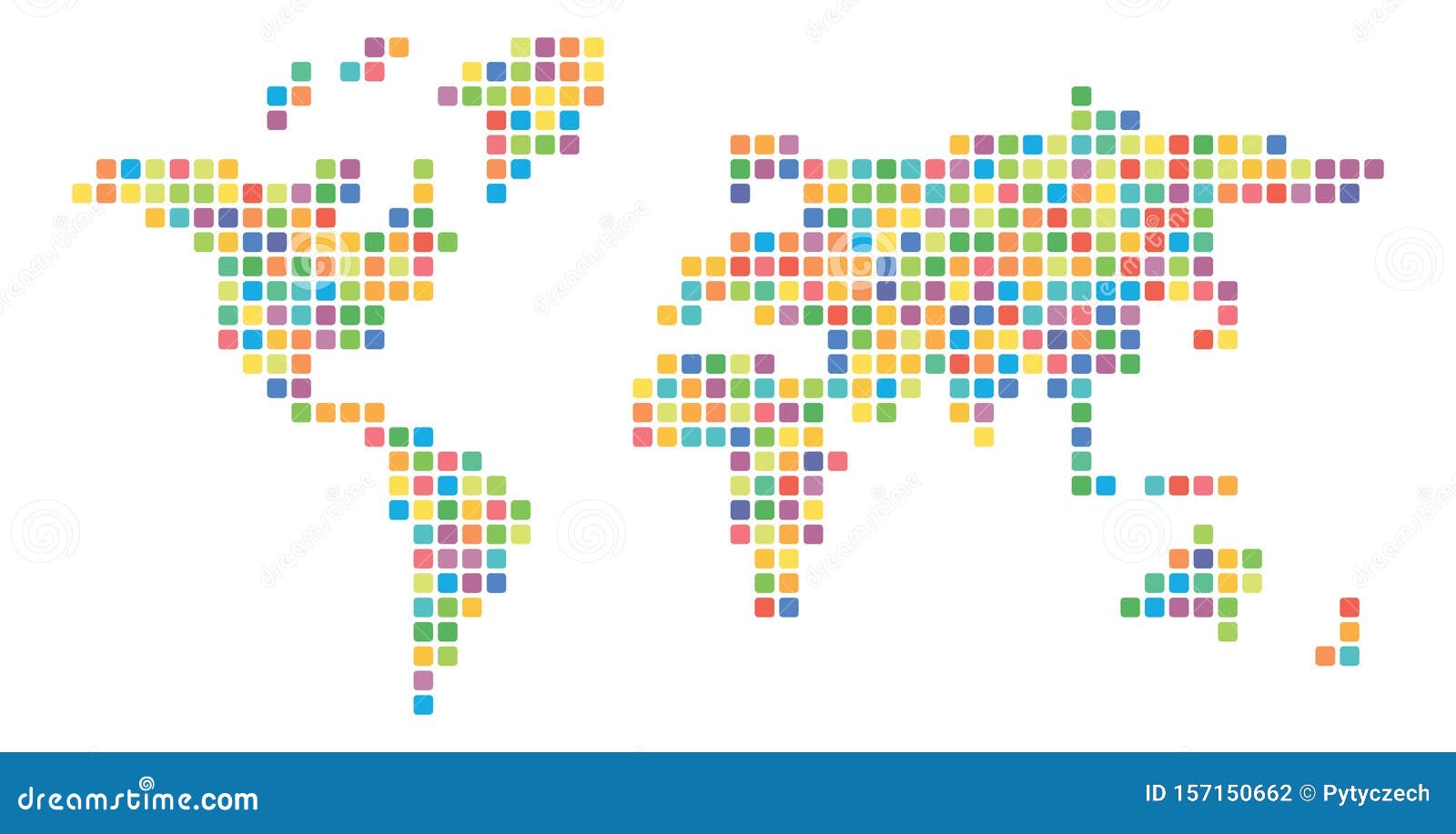 World Map Multicolored Mosaic of Small Squares. Vector Illustration ...