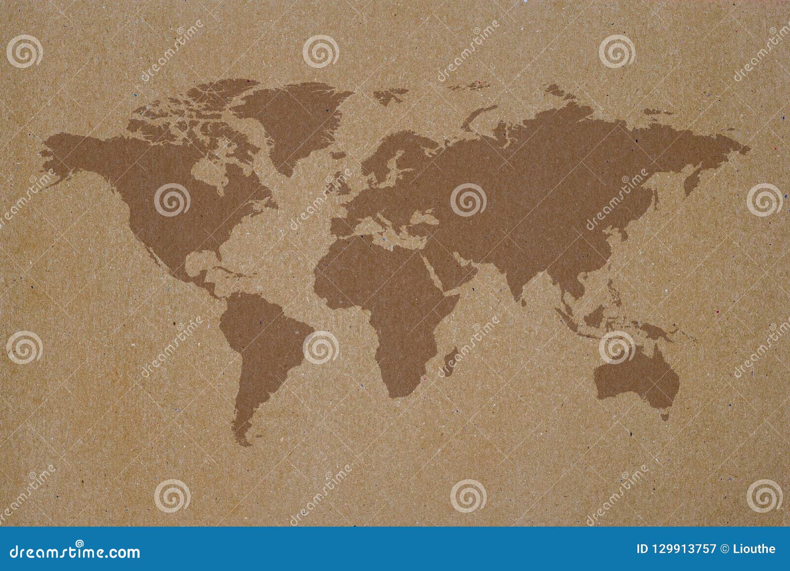 World Map on Brown Kraft Paper Stock Illustration - Illustration of ...
