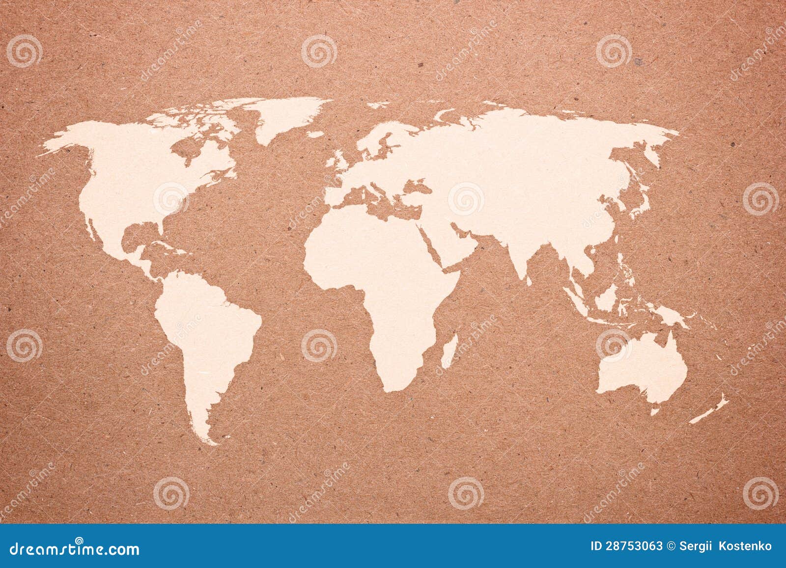 World Map on Natural Brown Recycled Paper Stock Image - Image of ...
