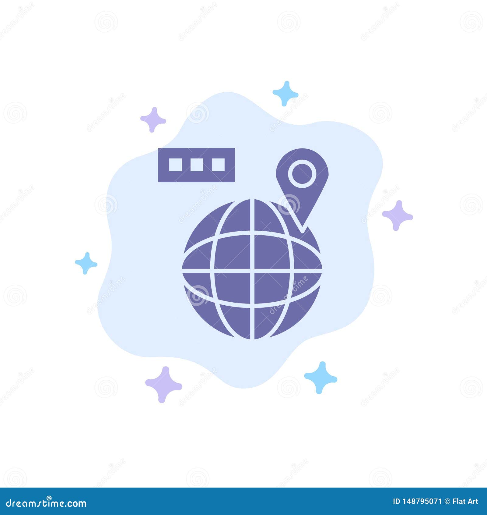 World, Map, Navigation, Location Blue Icon on Abstract Cloud Background ...