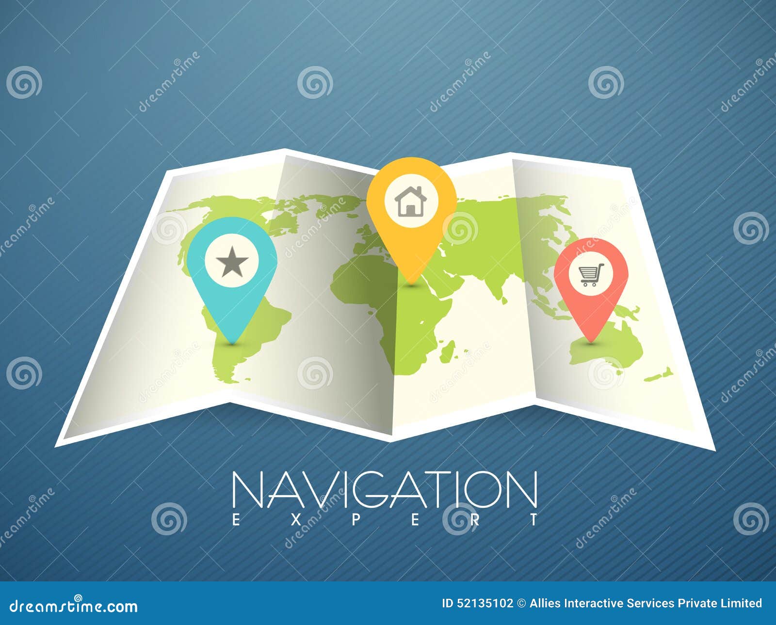 World Map with Navigation Pointers. Stock Illustration - Illustration ...