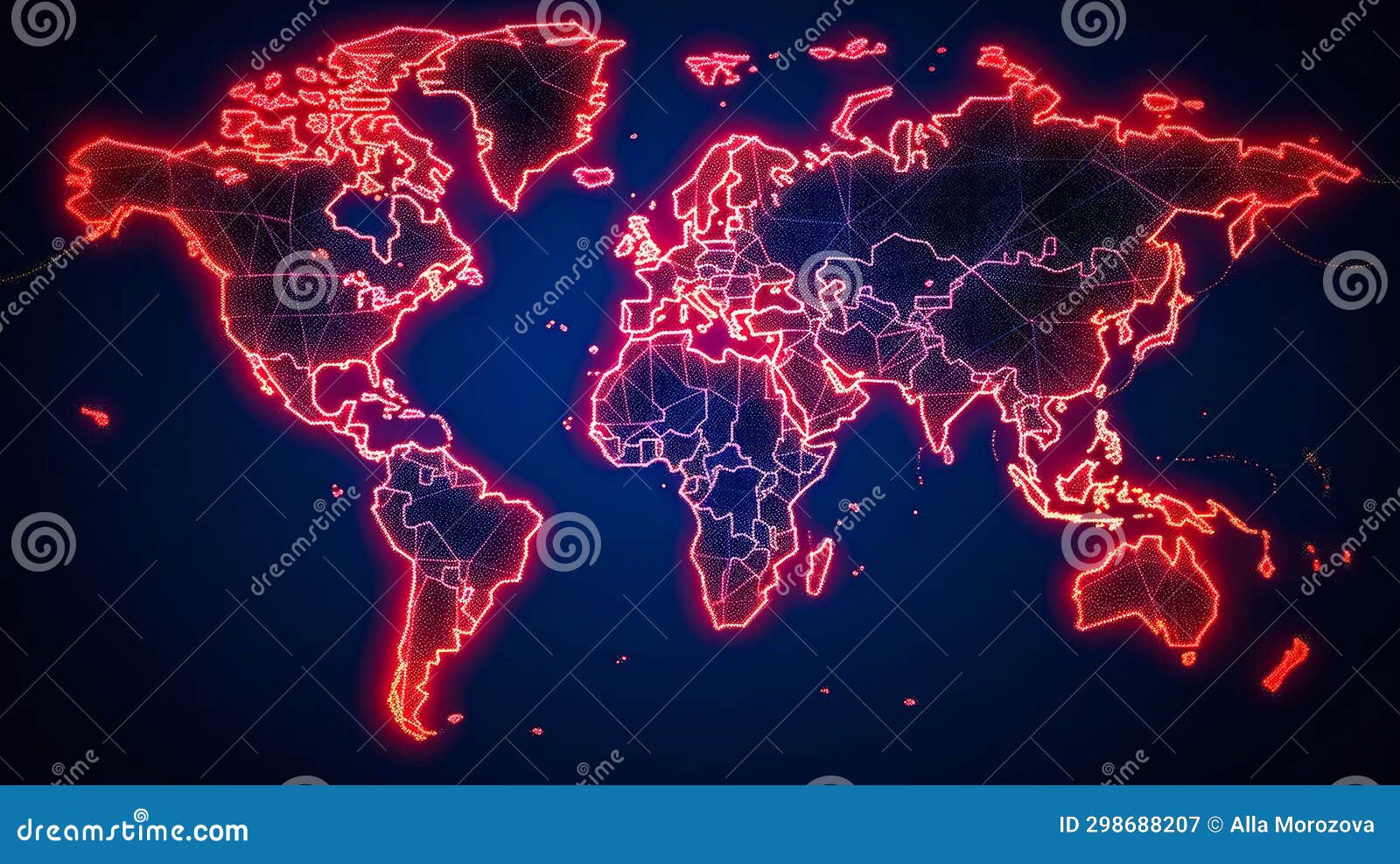 World map in neon light stock image. Image of abstract - 298688207