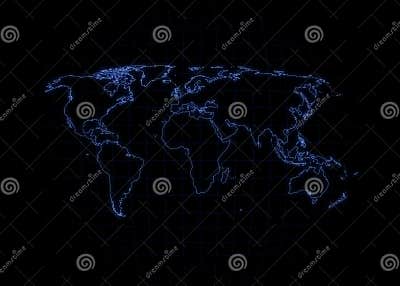World Map - Neon Outline stock image. Image of outline - 12392127