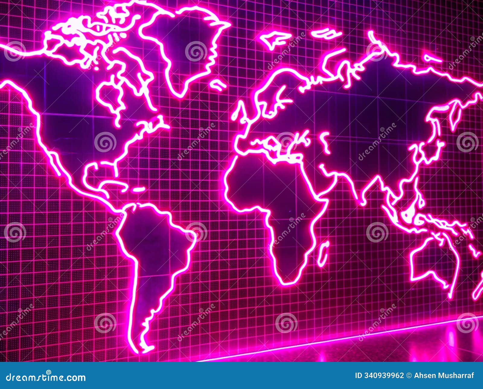 World Map Neon Outline World Map with Outline Glowing Stock ...