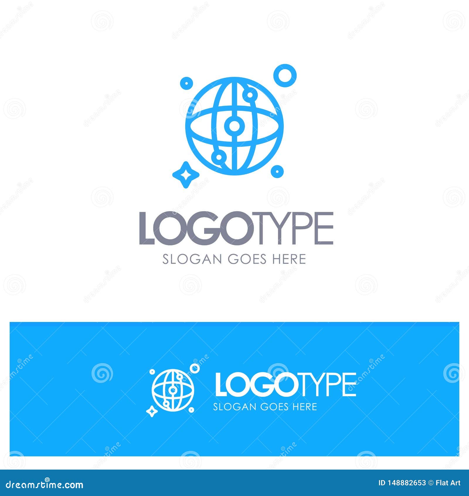 World, Map, Network Blue Outline Logo Place for Tagline Stock Vector ...