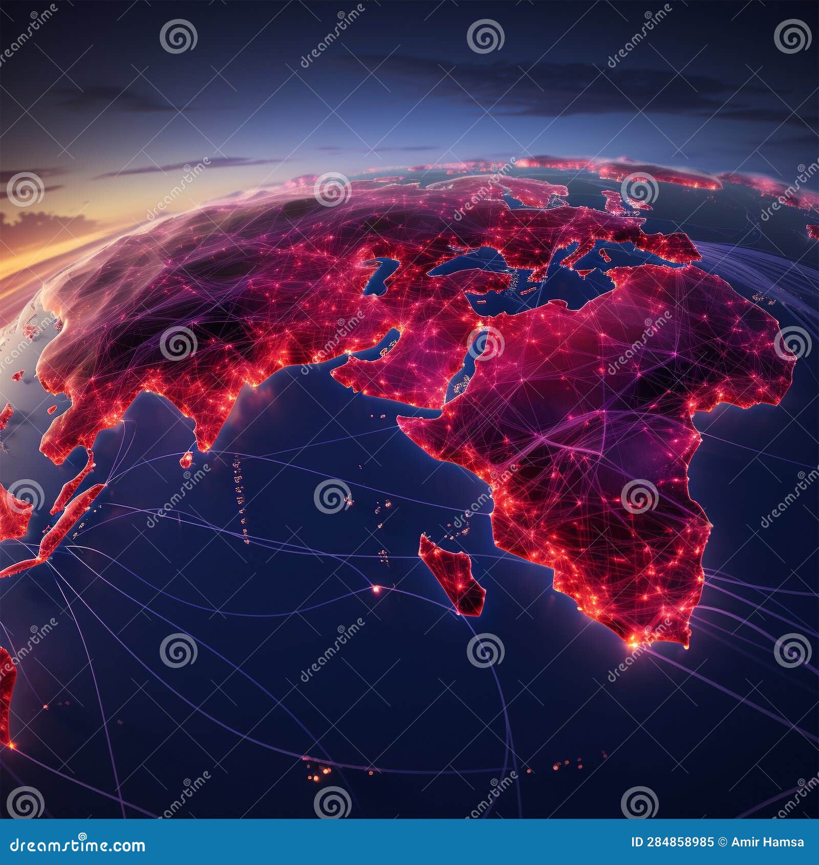 World map with purple glow stock illustration. Illustration of vector ...