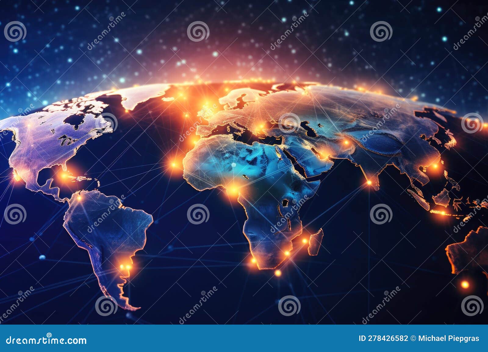 World Map with Network Structures Globalization Concept Created with ...