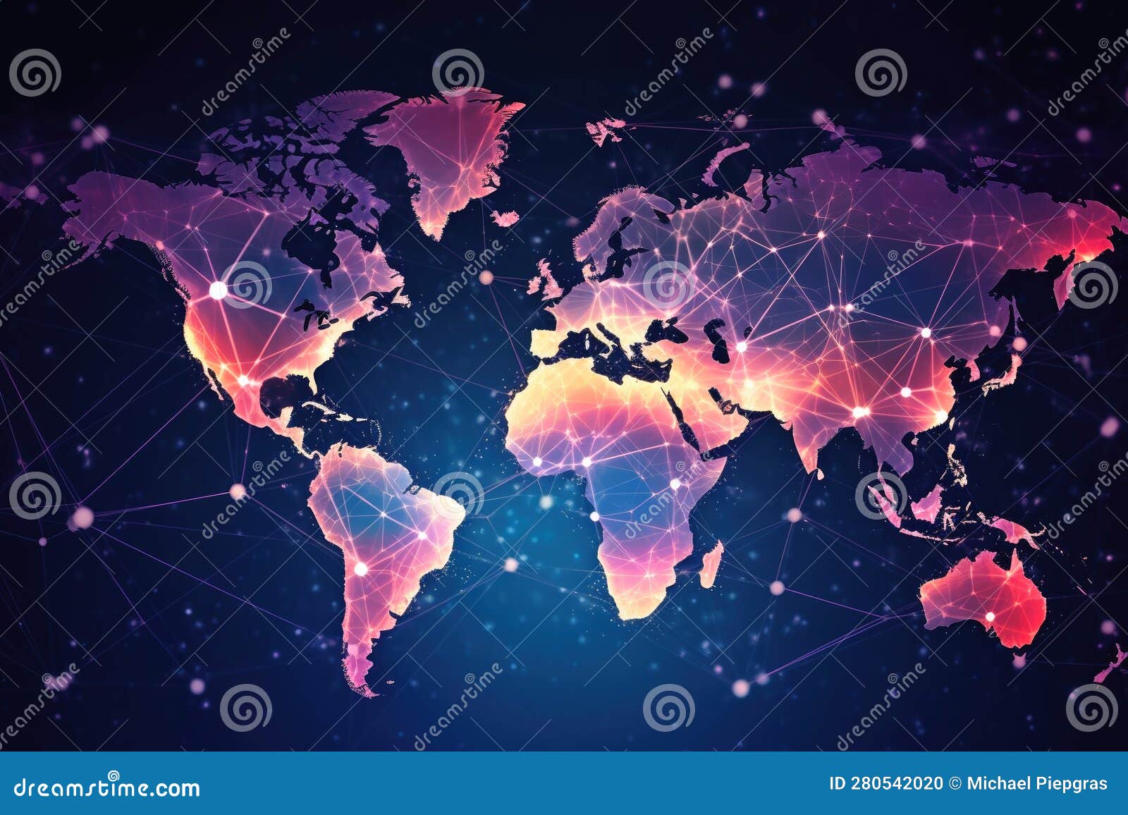 World Map with Network Structures Globalization Concept Created with ...