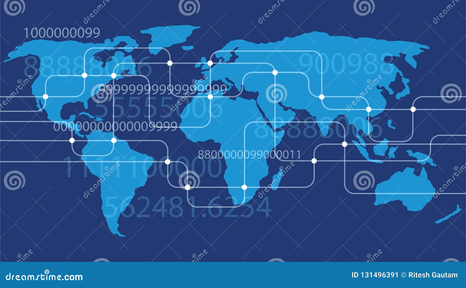 A World Map Networking System Stock Illustration - Illustration of ...