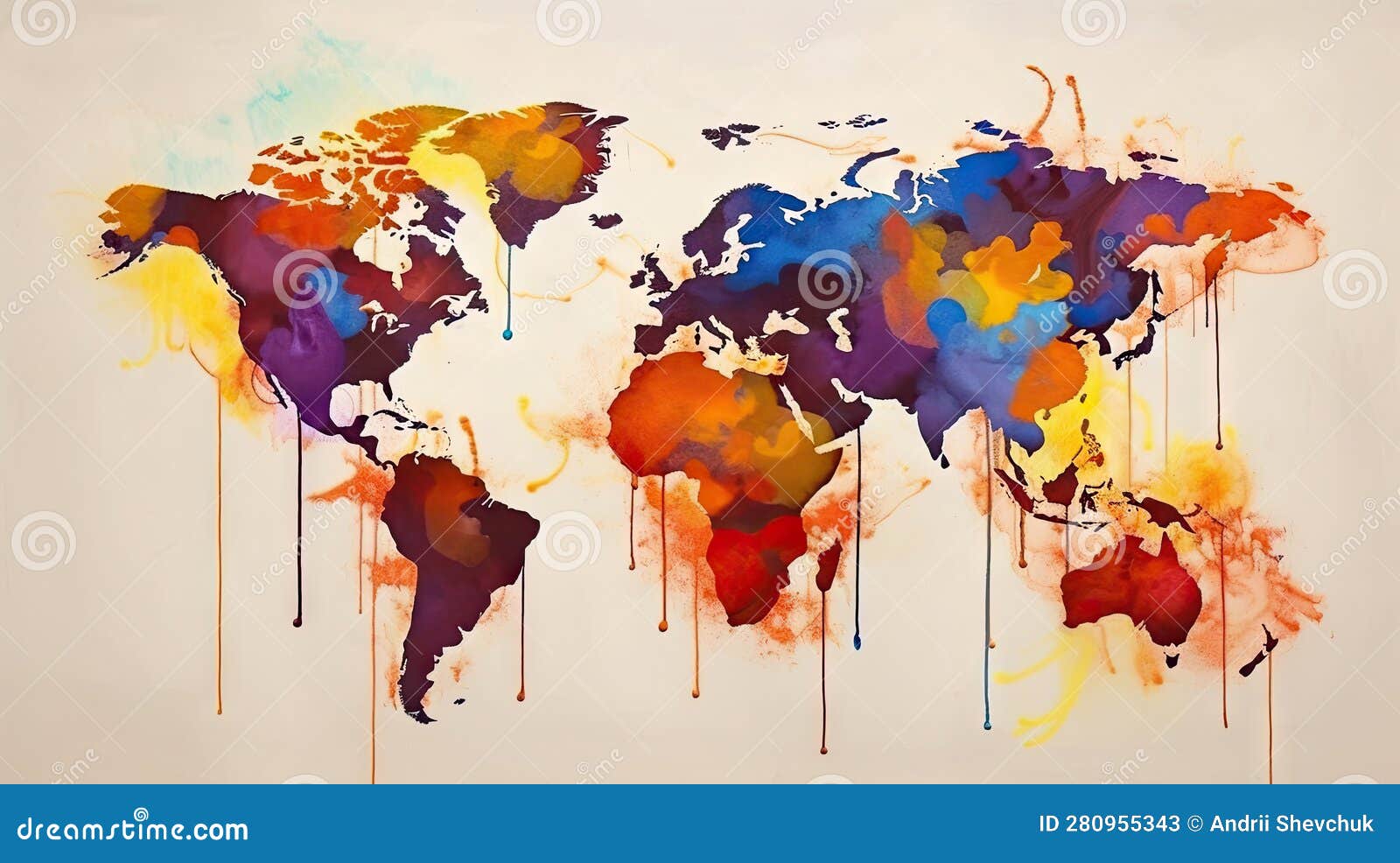 World Map Oil Paint Background. Generative AI Stock Illustration ...