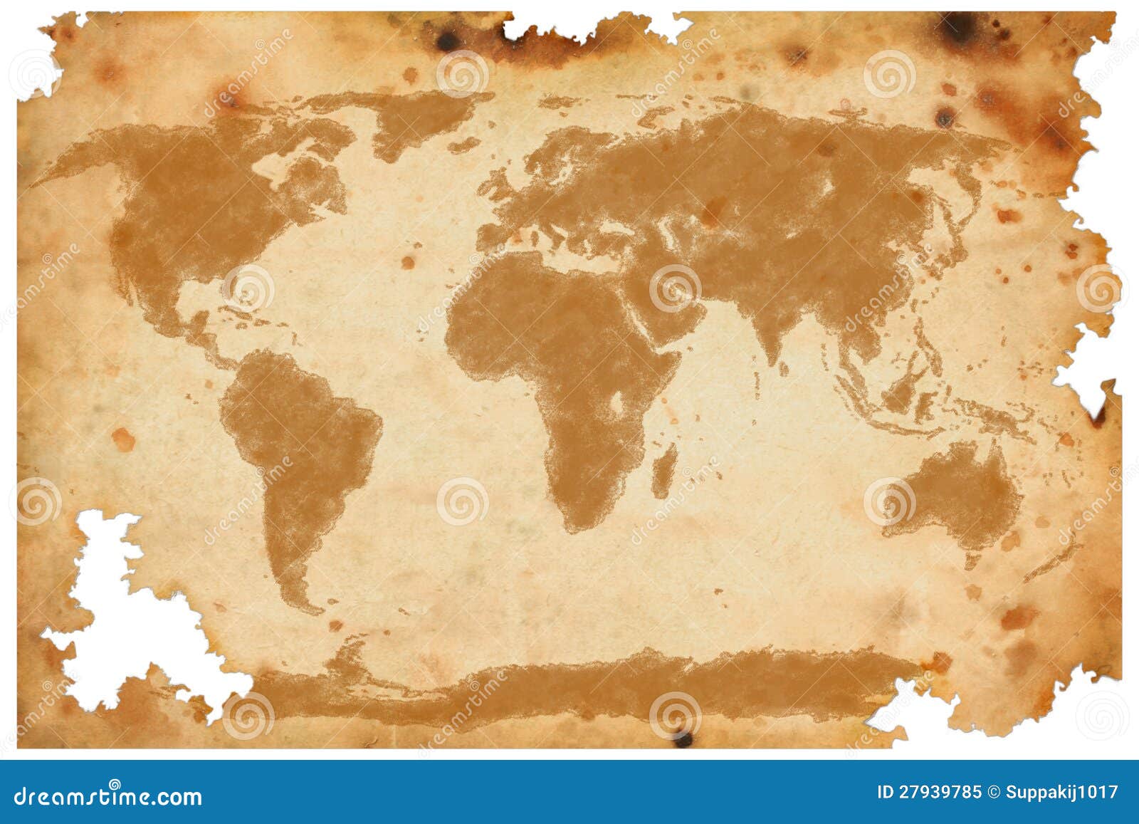World Map Of The Brown Continent And Blue Planet Earth With Clouds ...