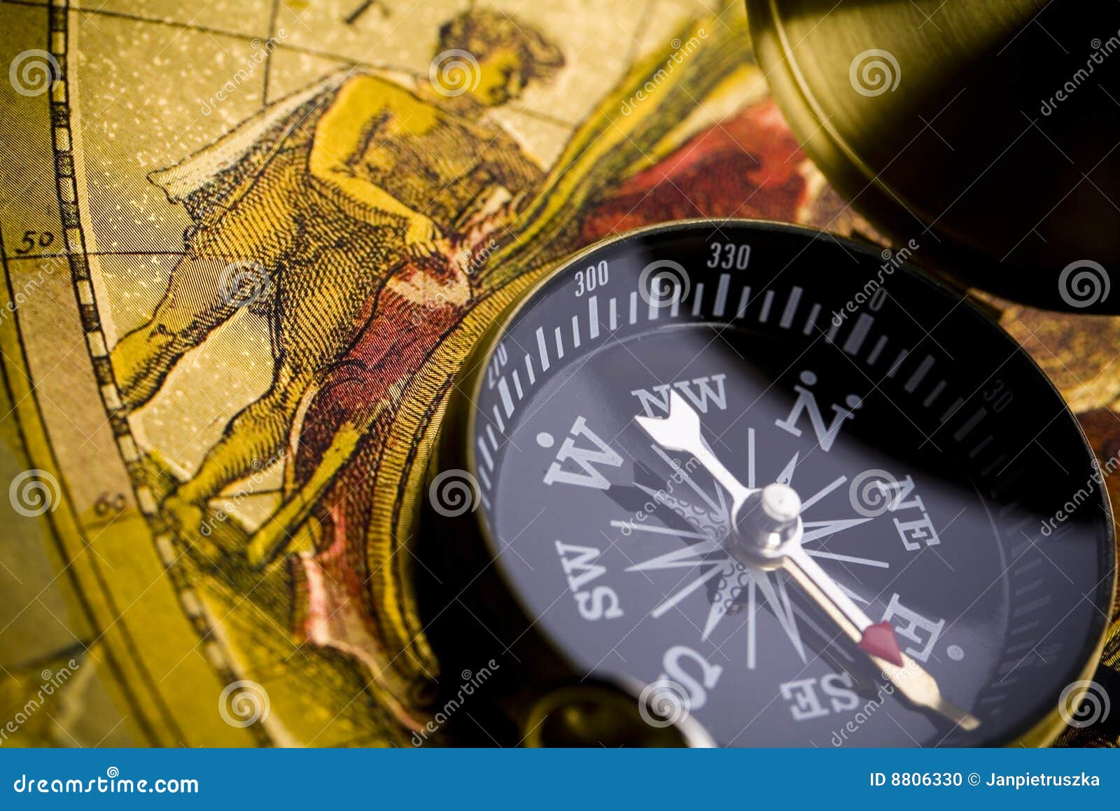 World map on old compass stock photo. Image of india, accuracy - 8806330