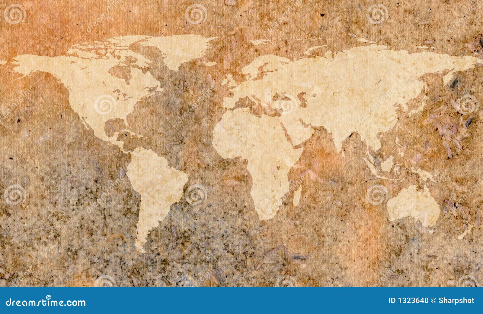World map on old paper stock illustration. Illustration of colour - 1323640