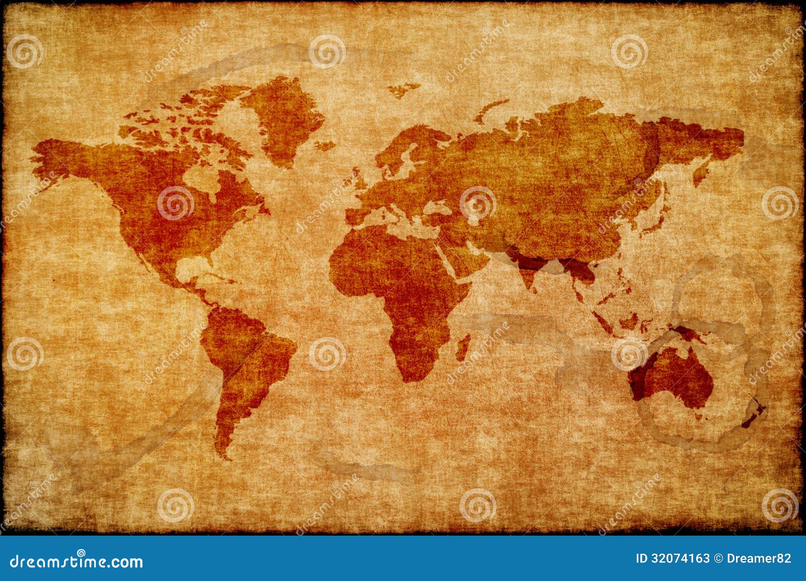 World map on old paper stock image. Image of antique - 32074163