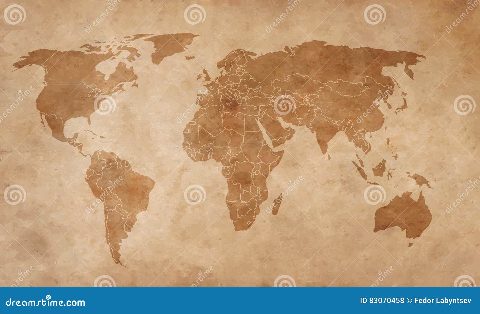 World Map on an Old Piece of Paper Stock Vector - Illustration of ...