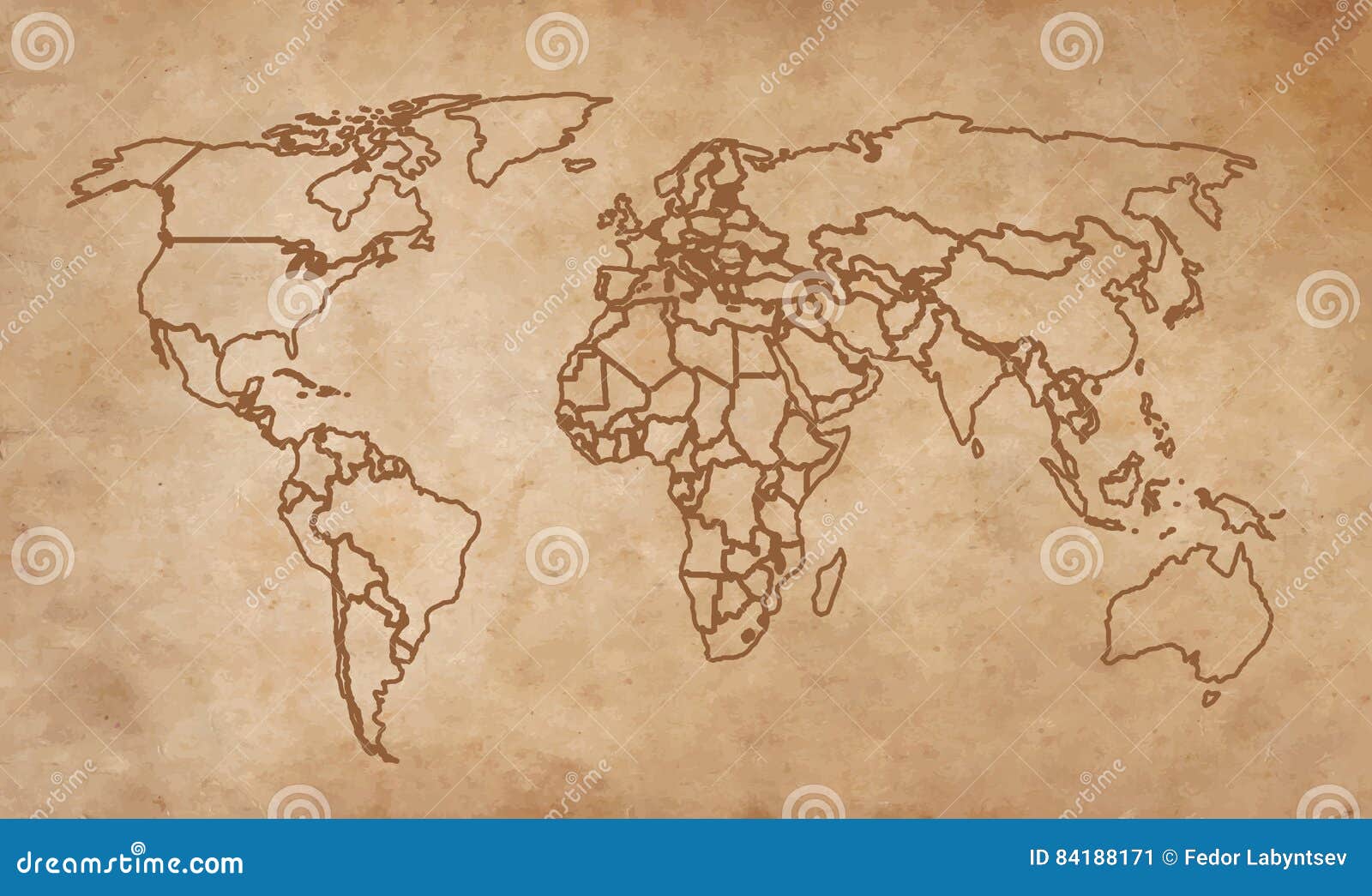 World Map on an Old Piece of Paper Stock Vector - Illustration of ...