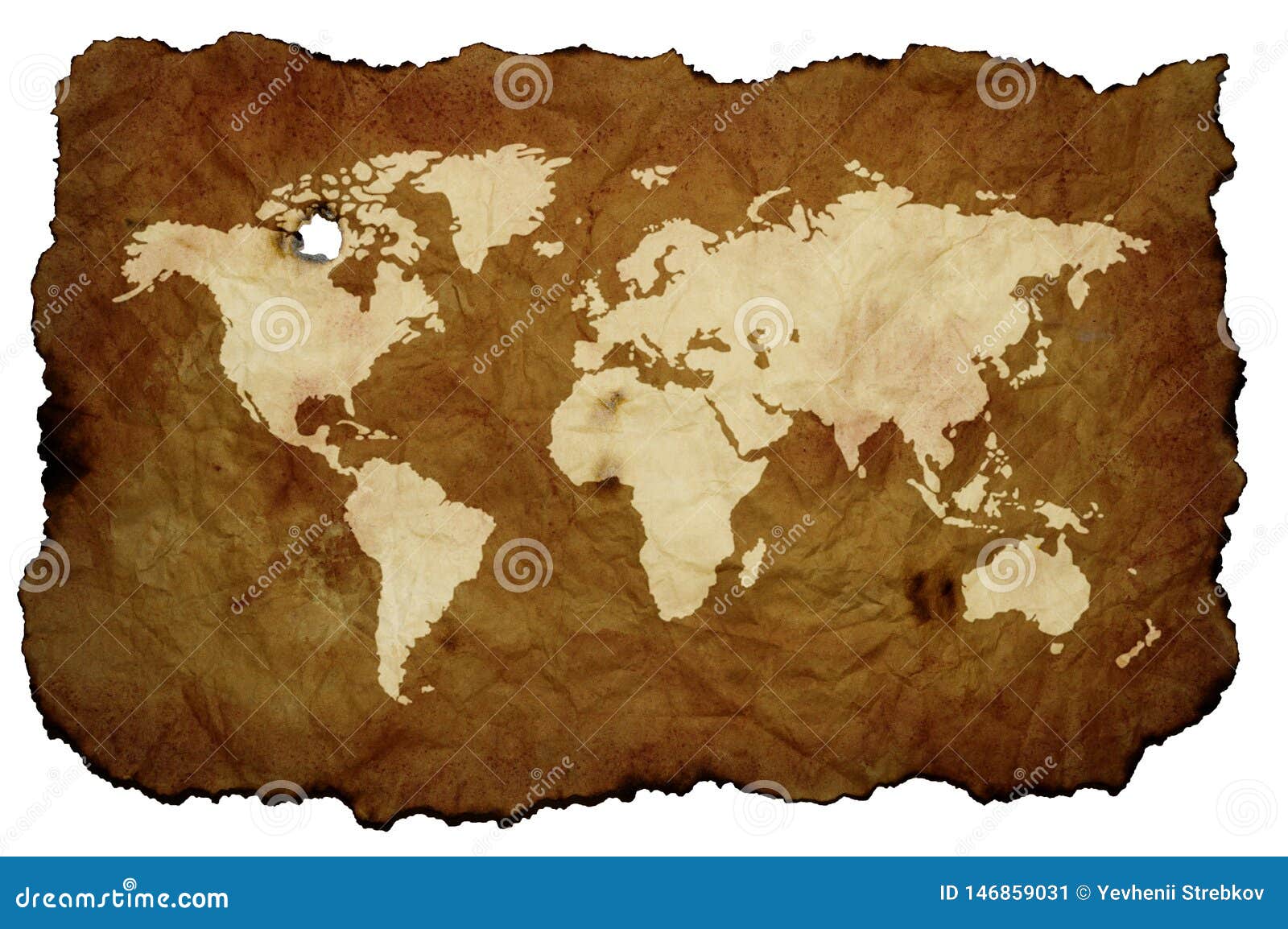 World Map on Old Yellowed Parchment Stock Illustration - Illustration ...