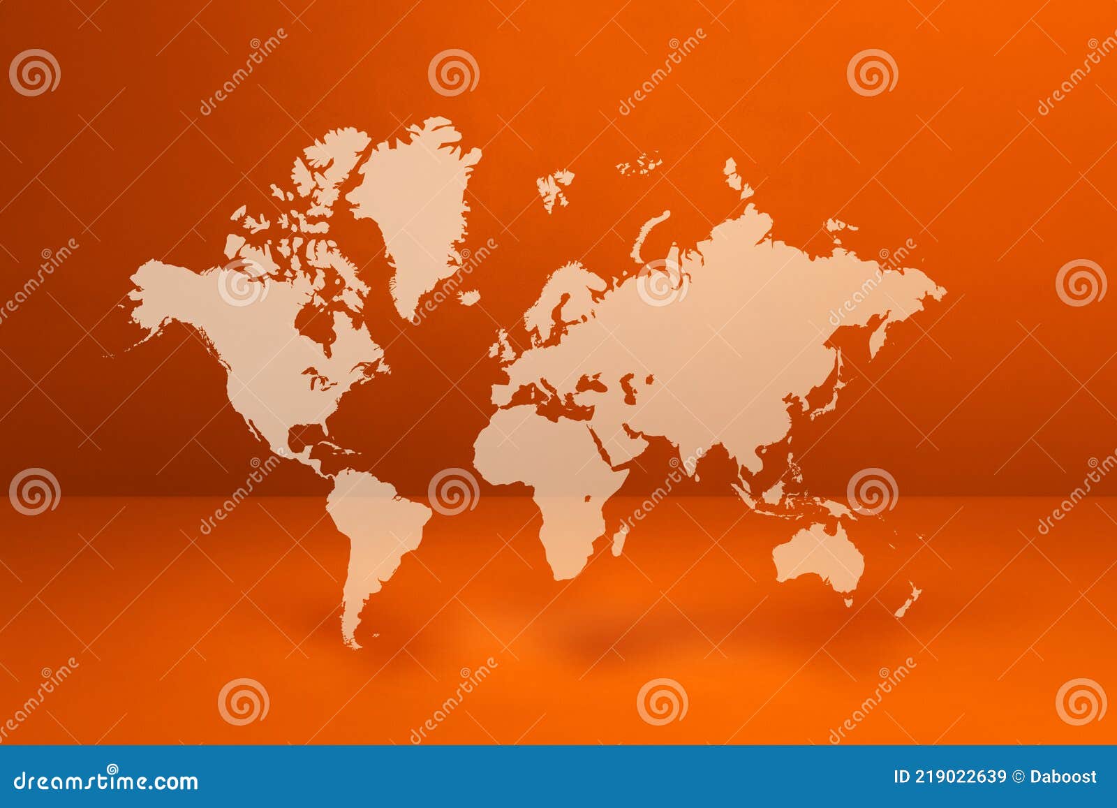 World Map on Orange Wall Background. 3D Illustration Stock Illustration ...