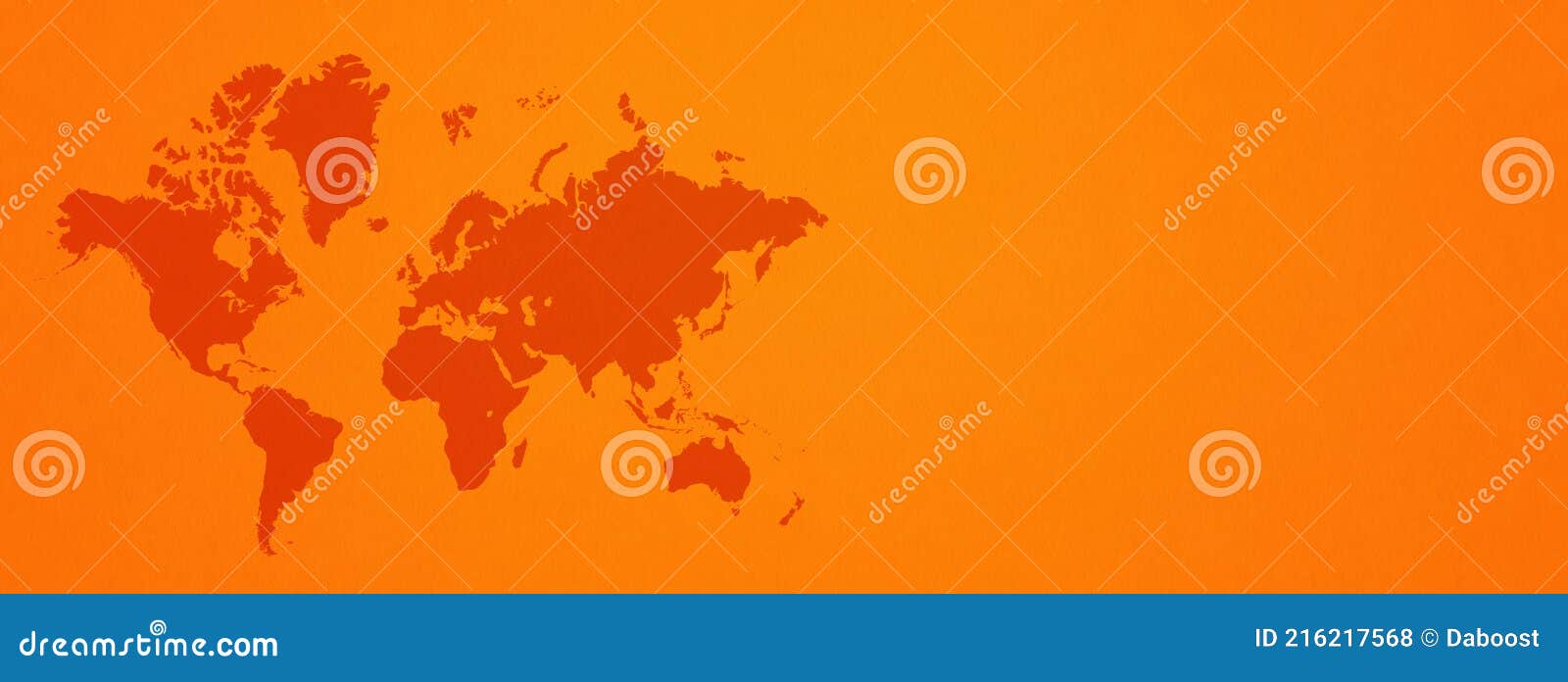 World Map on Orange Wall Background. Horizontal Banner Stock ...