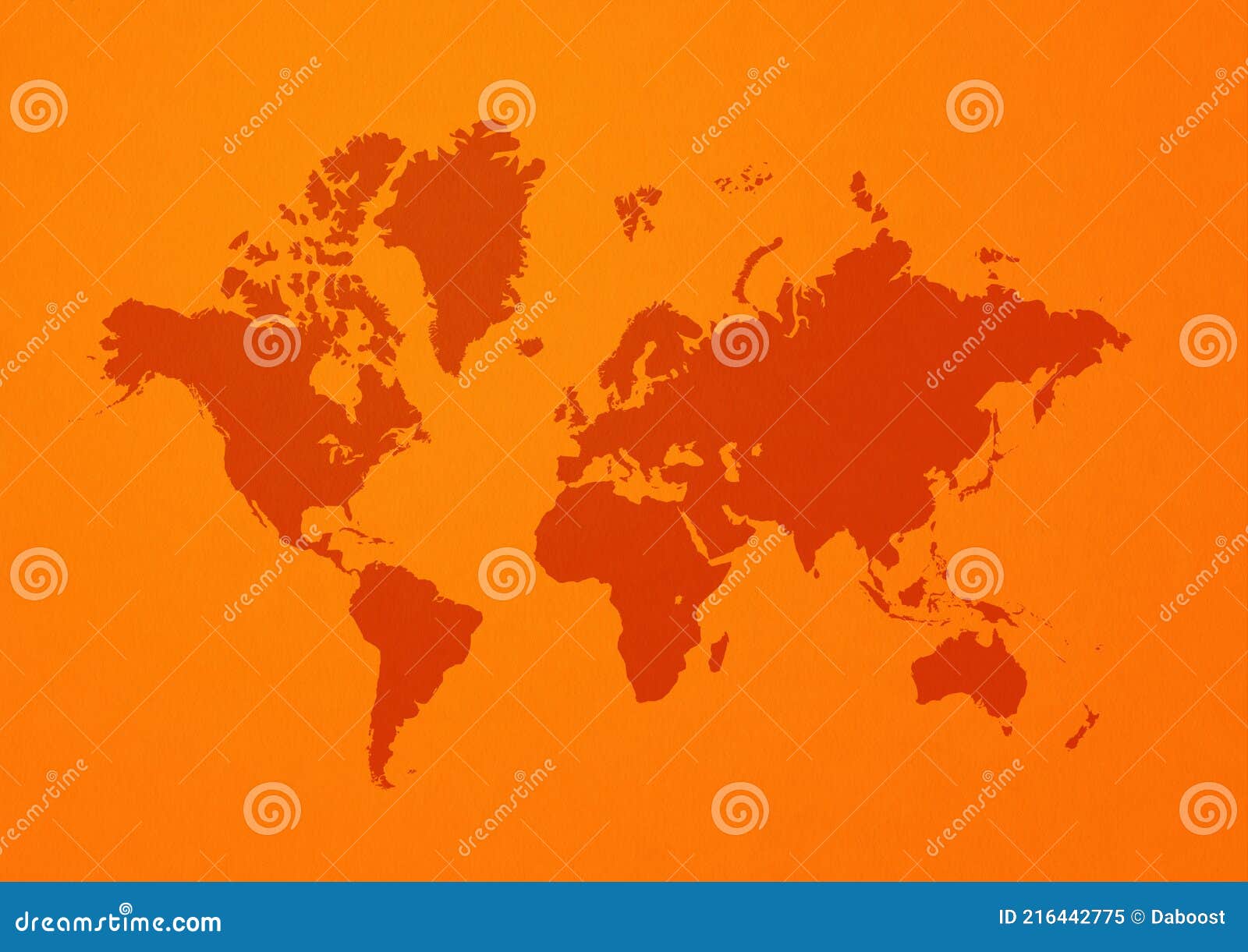 World Map on Orange Wall Background Stock Illustration - Illustration ...