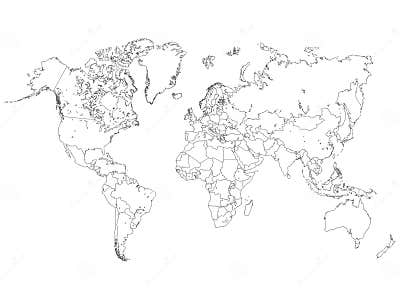 World Map Outline Illustration on a White Background Stock Vector ...