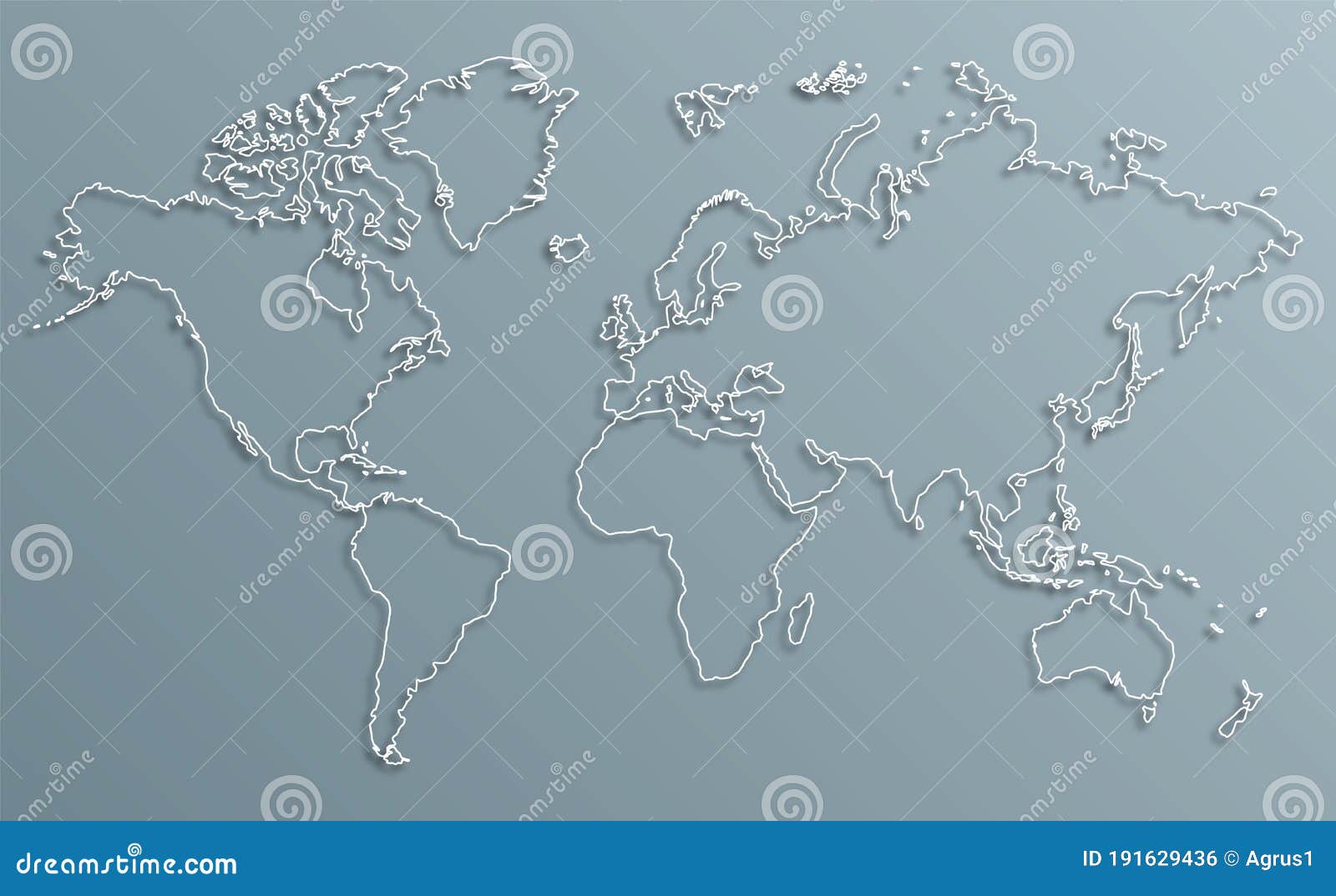 World Map Outline with Shadow Stock Vector - Illustration of pixel ...