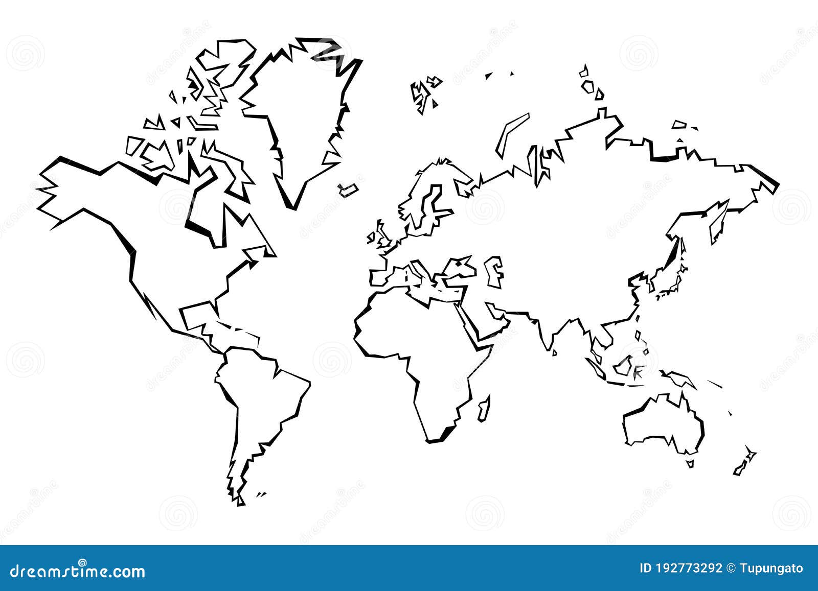 World map outline stock vector. Illustration of outline - 192773292
