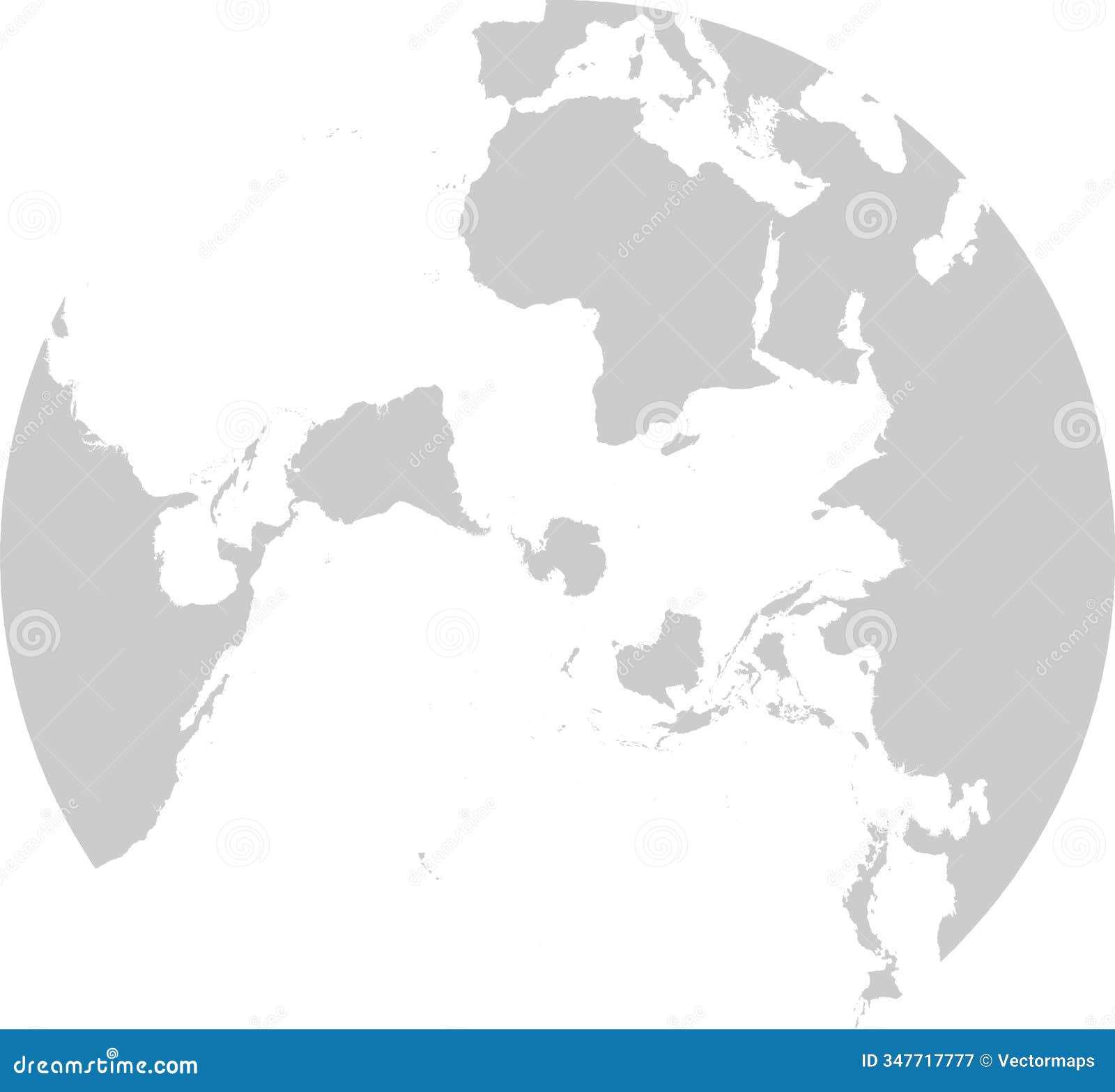 World Map With Outline In South Pole Stereographic Coordinate System ...