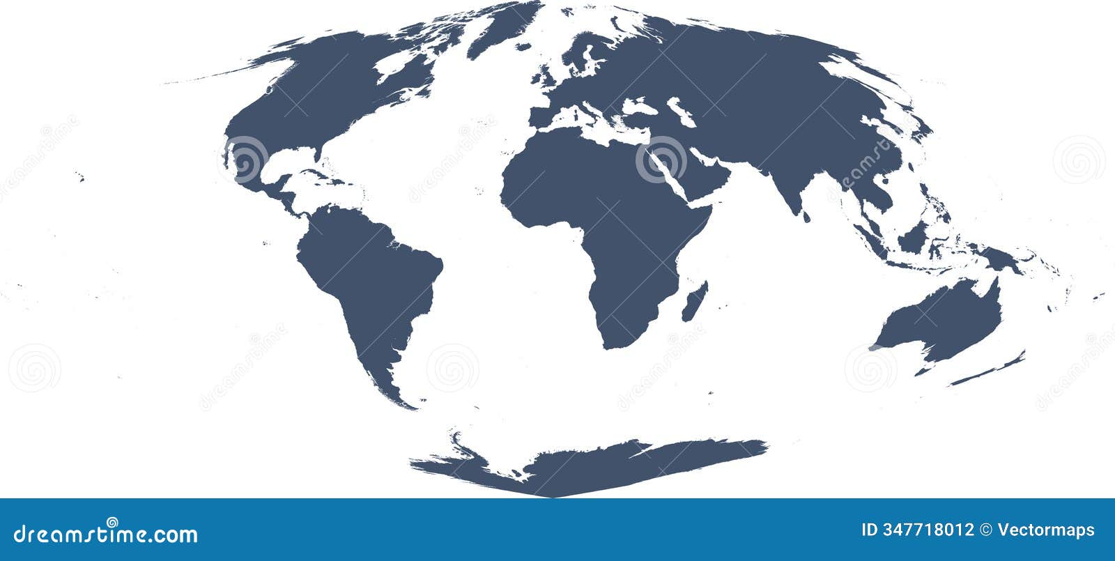 World Map with Outline in World Quartic Authalic Coordinate System ...