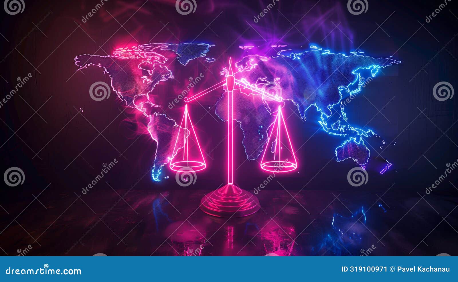 World Map Outlined in Neon Lights on Dark Background Stock Image ...