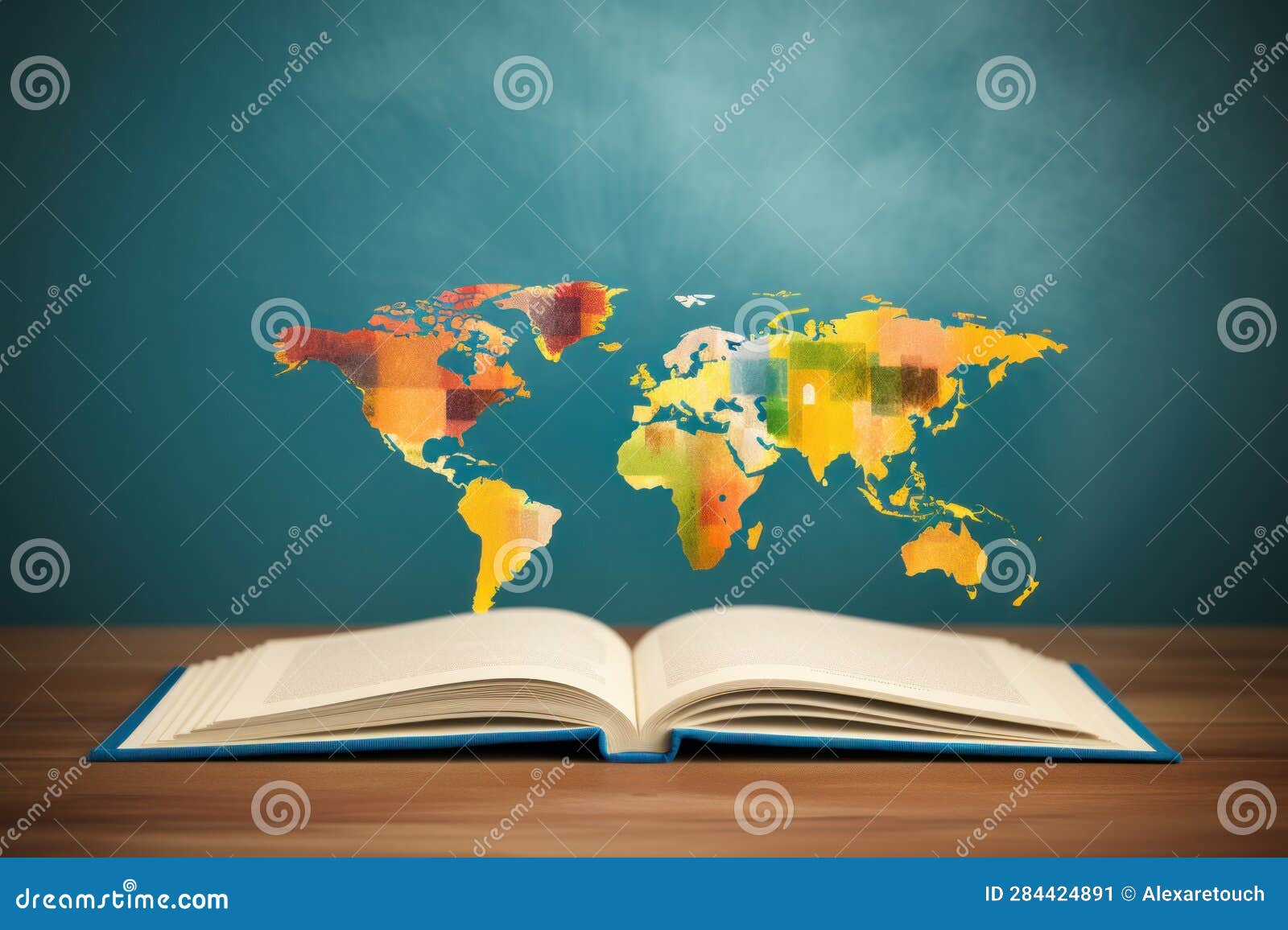 World Map Over Open Book.flat Illustration Stock Illustration ...