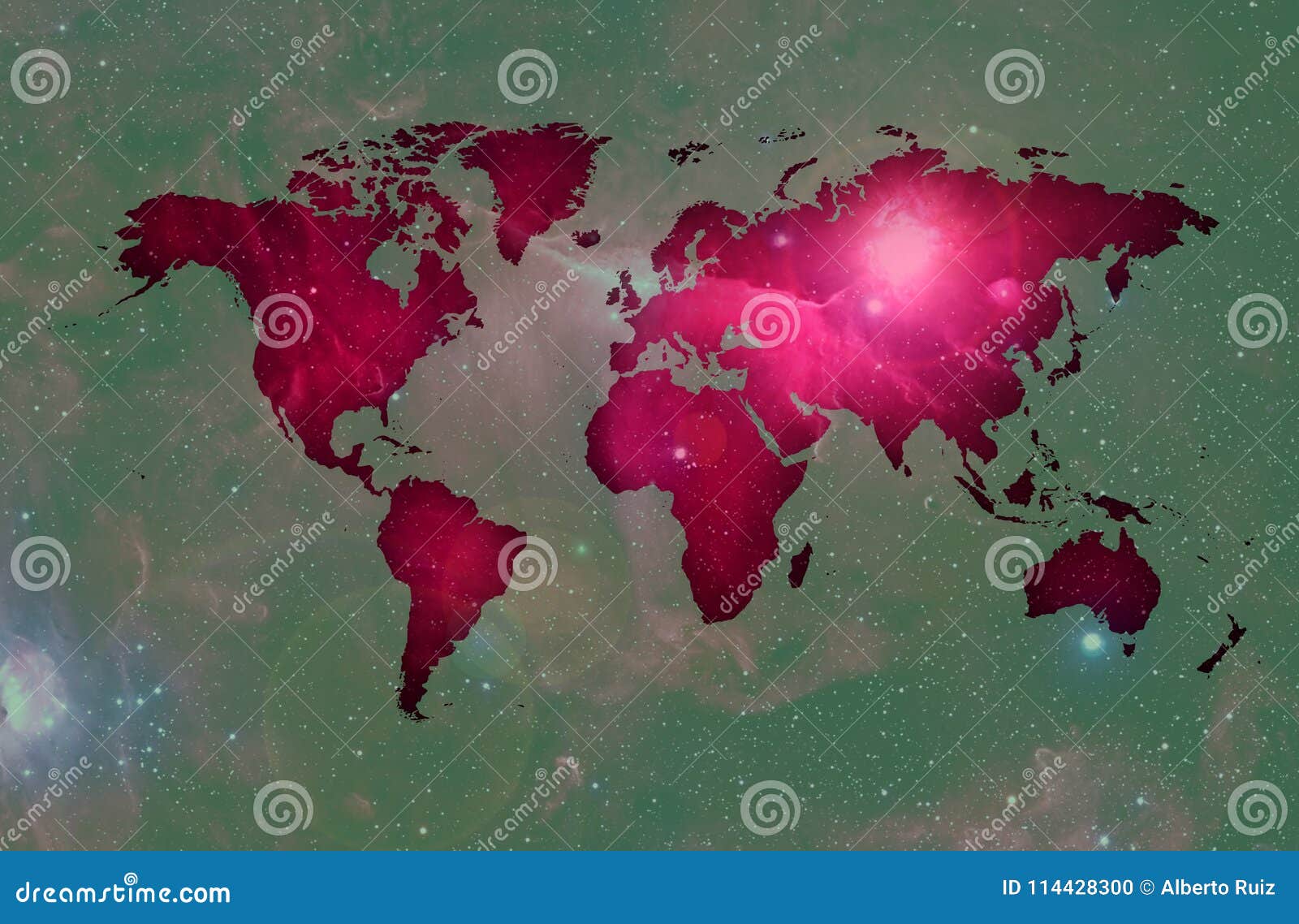 World Map Over Spatial Background. Stock Illustration - Illustration of ...