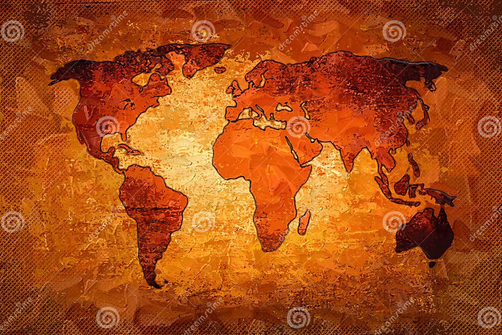 World map paint design art stock illustration. Illustration of ...