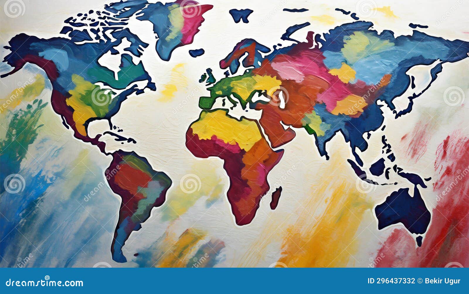 World Map Painted by a with Finger Paint Stock Illustration ...