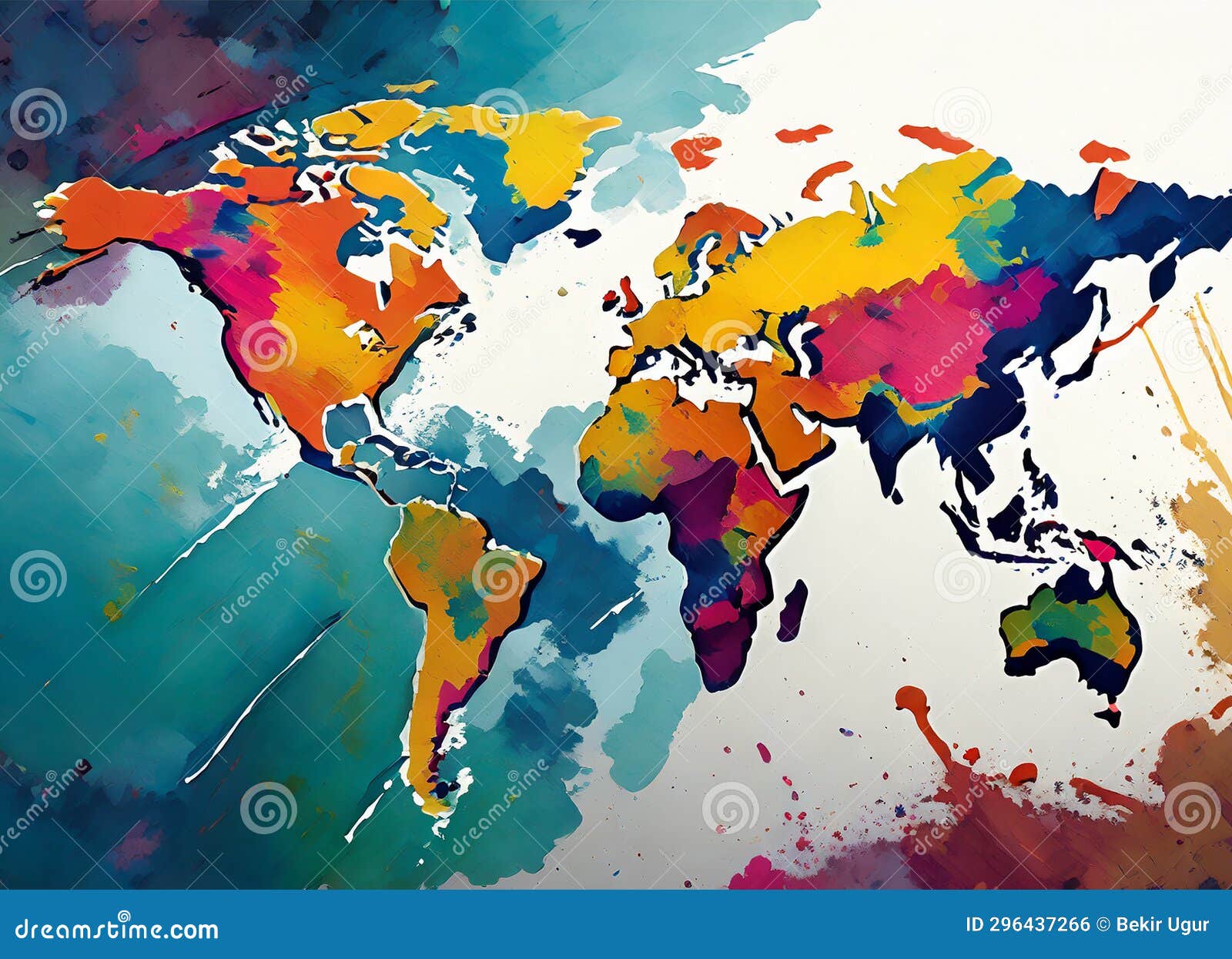 World Map Painted by a with Finger Paint Stock Illustration ...
