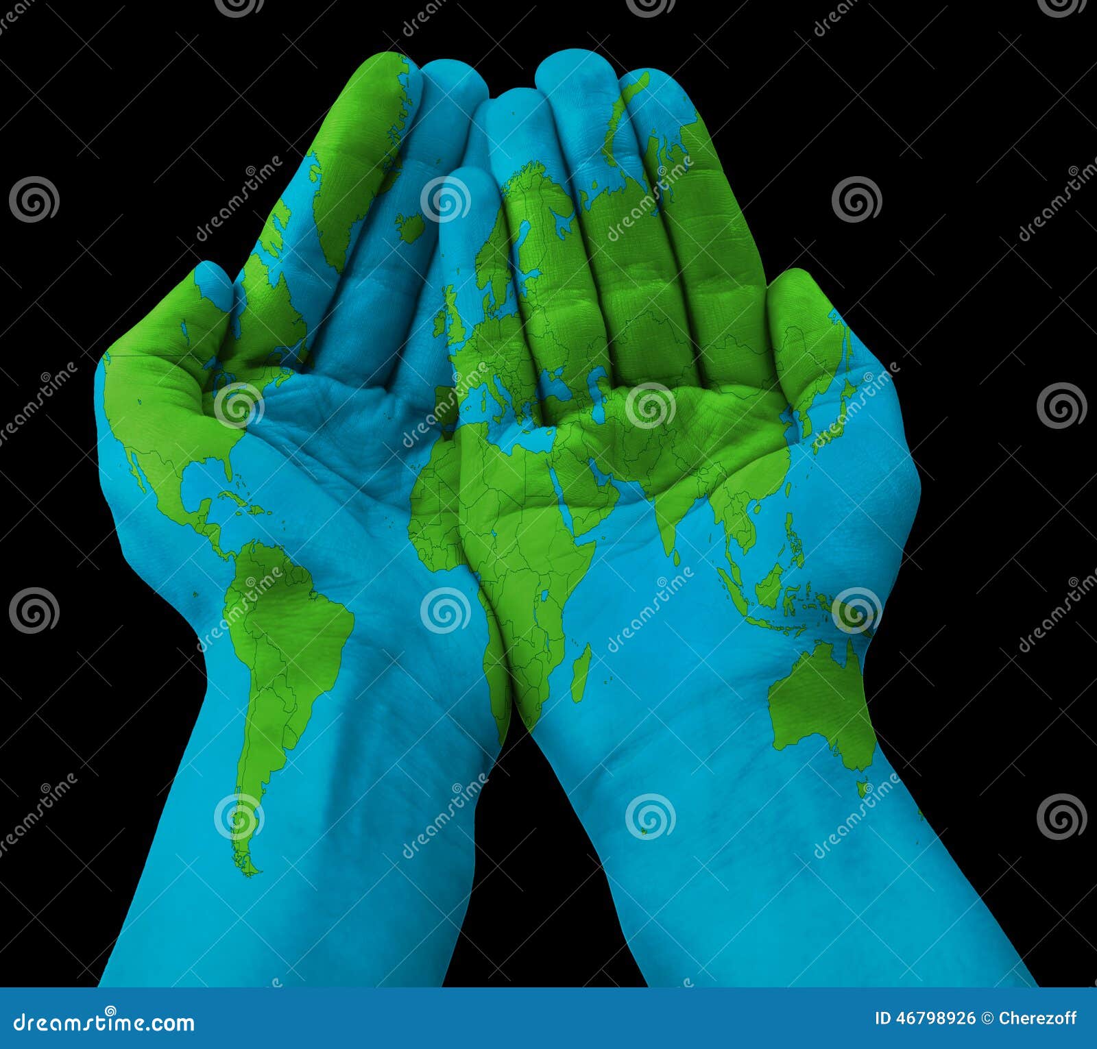 World Map Painted on Human Hands Stock Photo - Image of palm, isolated ...