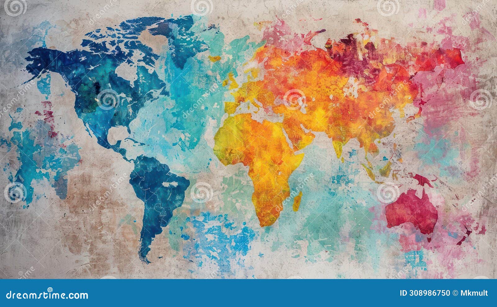 World Map Painted on Wall, a Large-Scale Representation for Geographic ...