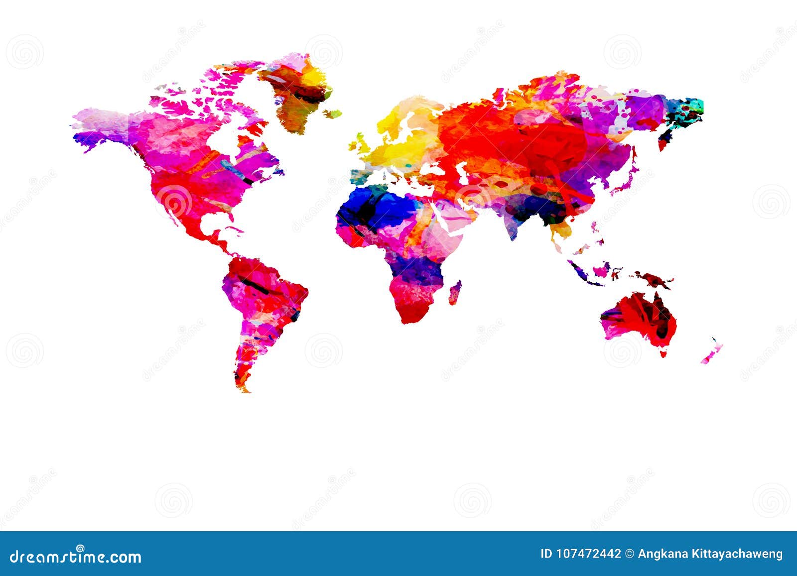 World Map Painted With Watercolors, Painted World Map On Royalty-Free ...