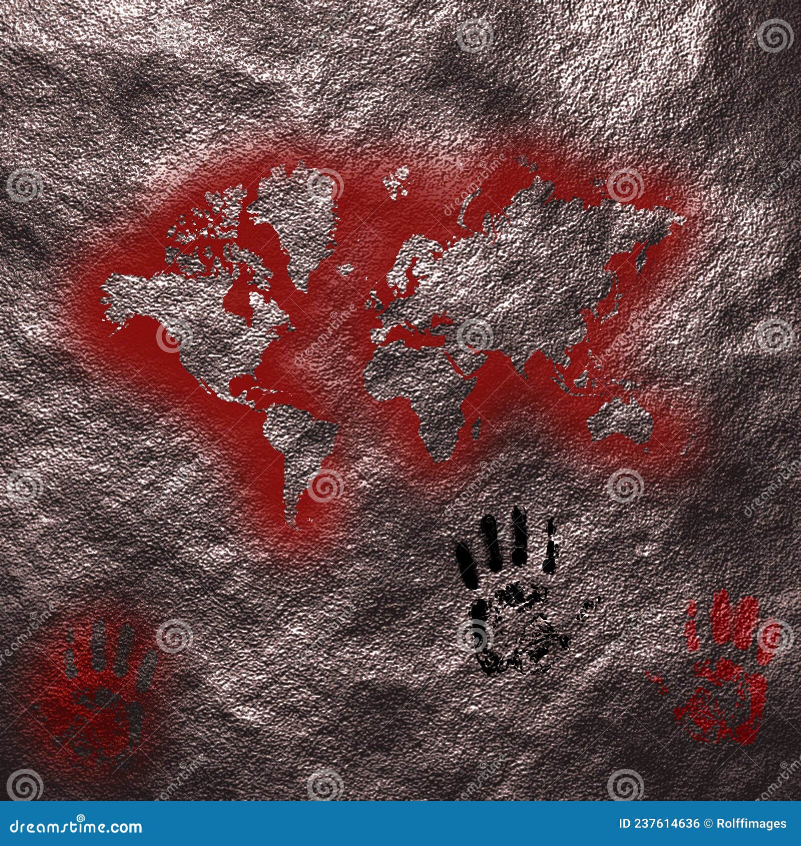 World Map and Palm Hands Marks Stock Illustration - Illustration of ...