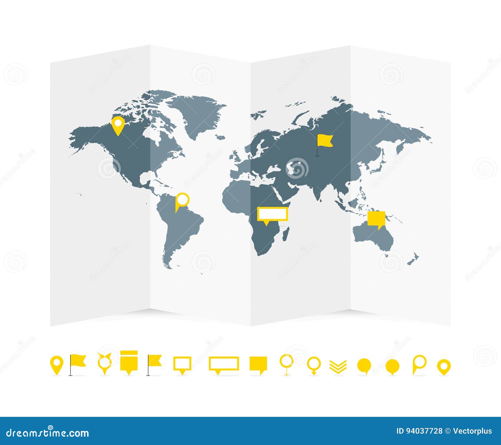 World Map Paper Guide with Pins Set Vector Illustration Stock Vector ... World Map Paper Guide with Pins Set Vector Illustration Stock Vector ...