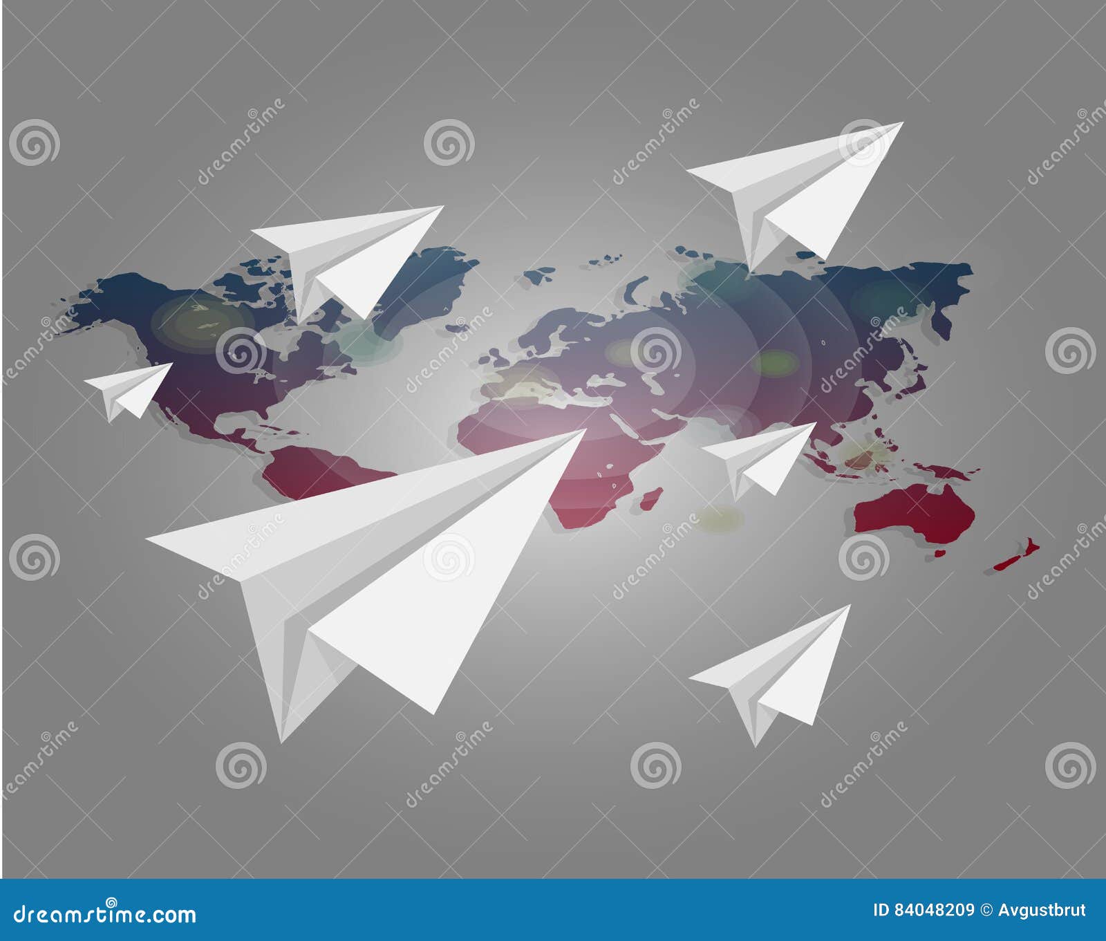 World Map with Paper Planes Background. Stock Illustration ...