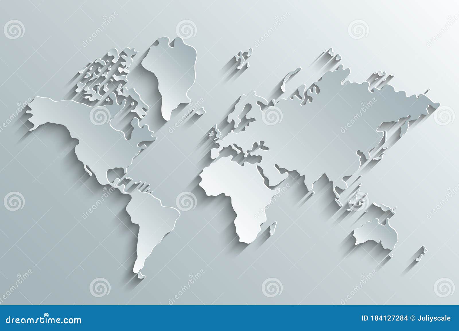 Political Map of the World on a Gray Background. Stock Vector ...